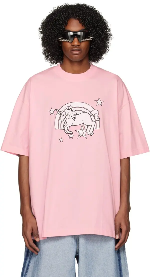 Vetements Pink Magic Unicorn T-Shirt In Baby Pink - 56% Off